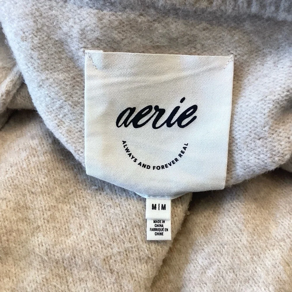 aerie | Sweaters | Aerie Unreal Bow Elbow Crewneck Sweater Tan M | Poshmark